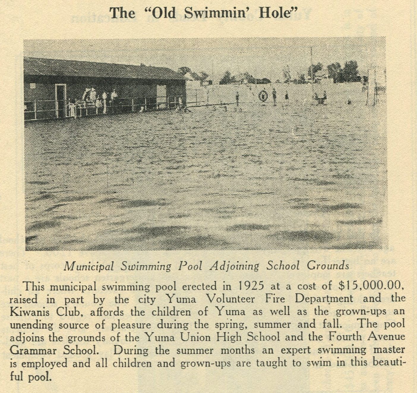 100 Years Ago–Yuma’s 1st Public Swimming Pool – Yuma History Guy